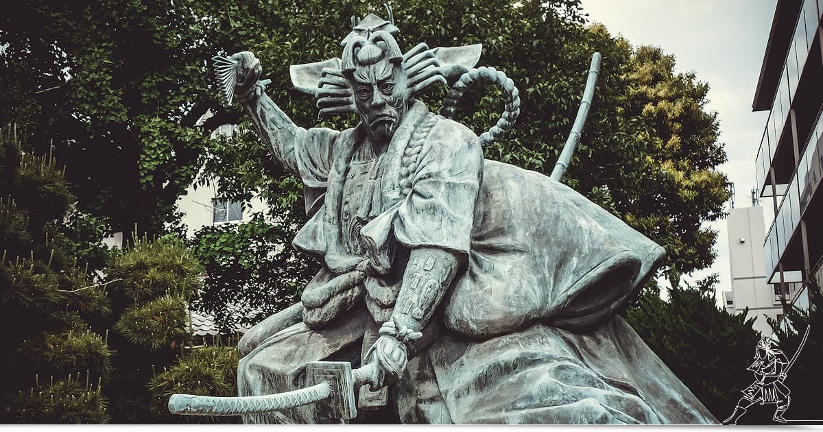 Statue d'Ichikawa Danjūrō IX dans son rôle de samouraï (« Shibaraku ...